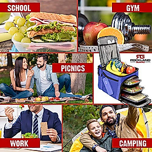Rockland Guard - Insulated Meal Prep Bag Cooler - Portable Hot or Cold Lunch Box for Meal Management at Work, Gym or Travel. (Blue)