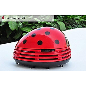 Aimeio Cute Portable Beetle Ladybug Mini Handheld Cordless Tabletop Crumb Sweeper Desktop Keyboard Dust Vacuum Cleaner,Battery Operated