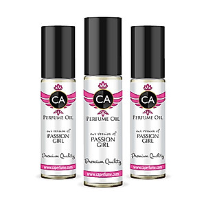 CA Perfume Impression of Christian D. Passion Girl For Women Replica Fragrance Body Oil Dupes Alcohol-Free Essential Aromatherapy Sample Travel Size Concentrated Long Lasting Roll-On 0.3 Fl Oz-X3