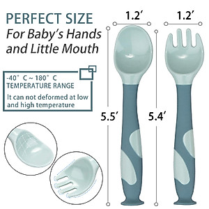 Baby Utensils Spoons Forks with Travel Safe Case for Toddler Babies Children Feeding Training Spoon Easy Grip Bendable Perfect Self Feeding Learning Stand Spoon Fork
