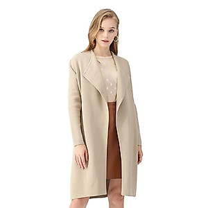 CHICWISH Women's Classy Light Tan Open Front Knit Coat Cardigan, Size XL