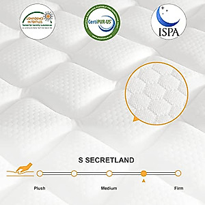 S SECRETLAND 10 Inch Queen Innerspring Hybrid Mattress + 42 Inch Platform Bed Frame (Grey)