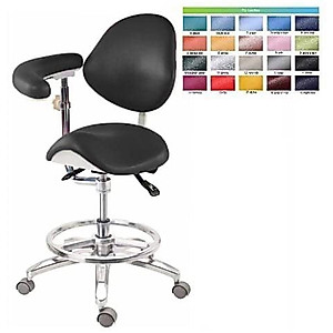 BONEW Global-Dental Saddle Chair Office Stool Dentist's Doctor's Assistant's Deluxe Chair PU Leather