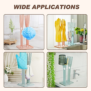 2 Pieces Kitchen Glove Holder Glove Drying Rack Drying Dryer Rack Plastic Mitten Rubber Rack Gloves Hanger Sink Stand Towel Reusable Towel Storage Holders for Sponge Food Bag Organizer, Pink and Blue