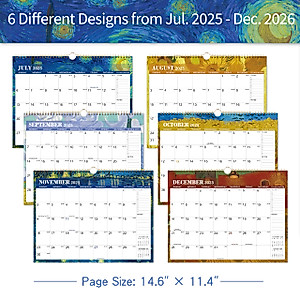 2023 Wall Calendar - Wall calendar 2023-2024, January 2023 - June 2024, 18 Months Wall Calendar, 14.6” × 11.4”, Twin-Wire Binding, Premium Paper, Blank Blocks - Art Paintings Design