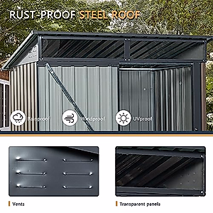 5x3ft Outdoor Storage Shed, Metal Garden Shed for Garbage Can, Tool, Outside Sheds & Outdoor Storage Galvanized Steel with Lockable Door for Backyard, Patio, Lawn(Brown)