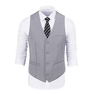 JOYLYJOME Grey Vest and Pants for Men Slim Fit Wedding Prom Suit 2 Pieces Suit Dress Tux Suit Casual Waistcoat Pants Set XL