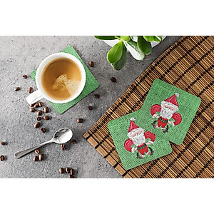 Caroline's Treasures 8746FC Christmas Santa Fleur de lis Foam Coaster Set of 4 Set of 4 Cup Coasters for Indoor Outdoor, Tabletop Protection, Anti Slip, Mouse pad Material