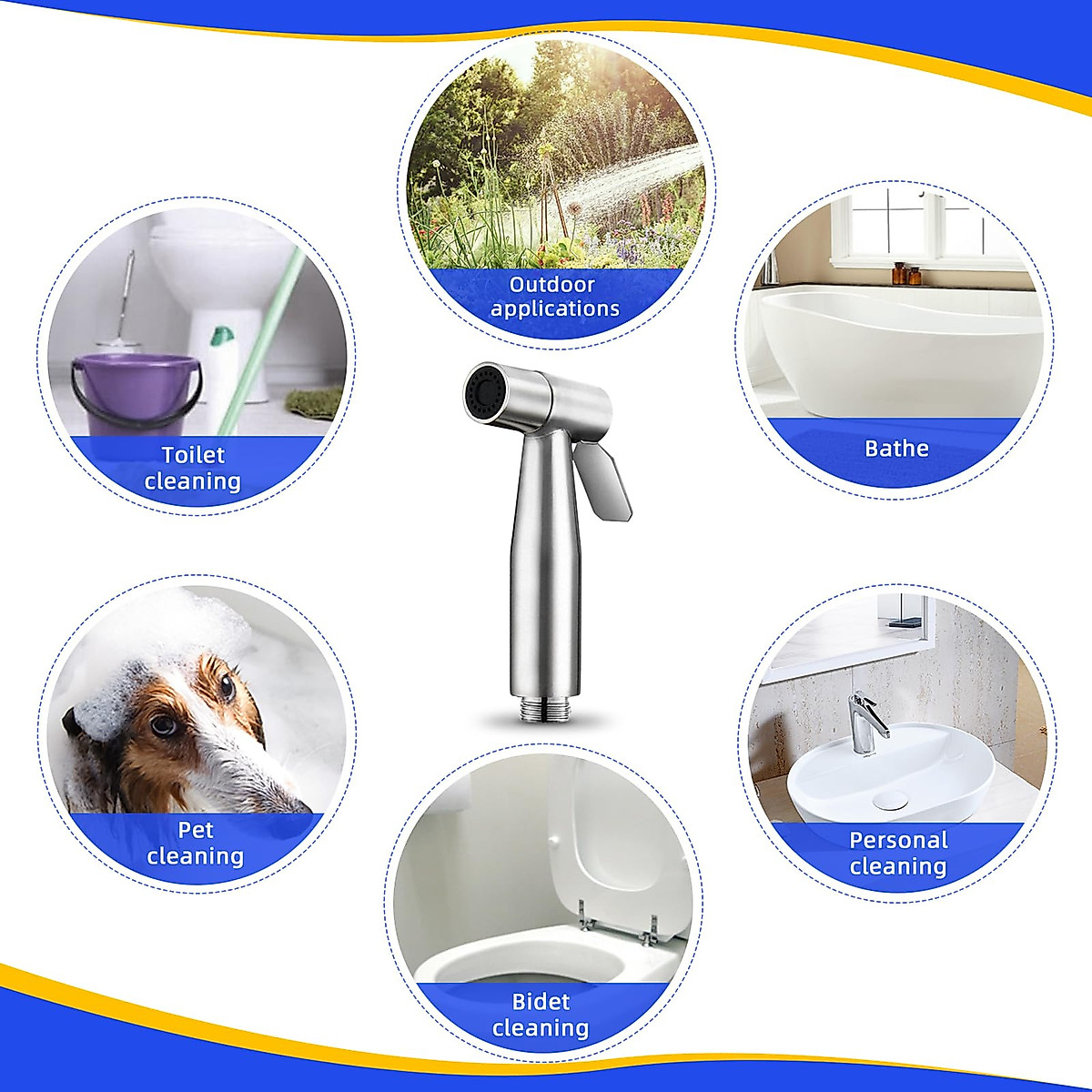 Bidet Sprayer for Toilet, Handheld Bidet Sprayer for Toilet Jet Spray for Toilet Cloth Diaper Sprayer Set Premium Feminine Hygiene Cleaning Muslim Shower Toilet Sprayer Stainless Steel Easy to Install