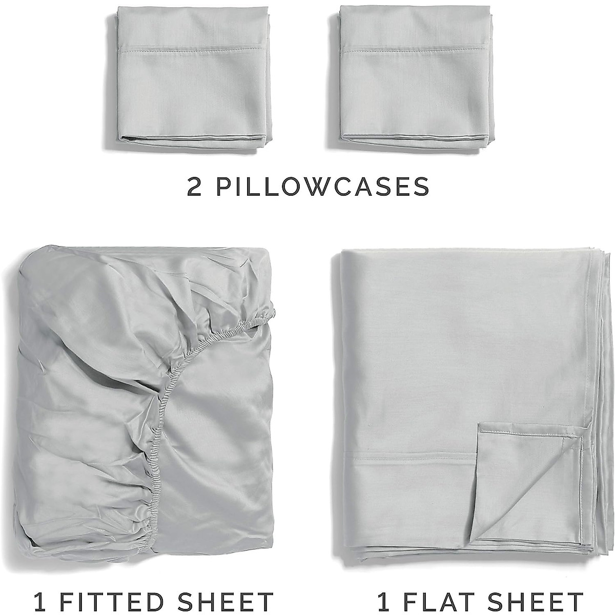 400 Thread Count Cotton Sheet Set - Queen Size 100% Cotton Sheets - Easily Fits 8" to 16" Mattress - Silky-Soft, Wrinkle Free and Comfortable - Deep Pockets & Hotel Quality Bedding Set - Light Grey