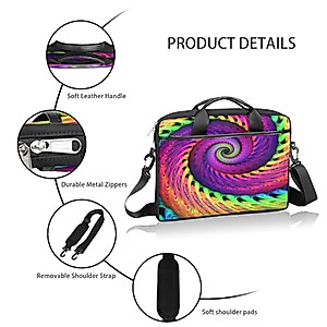 Tie Dye Spiral Laptop Computer Bag Waterproof Shoulder Messenger Bag 13-15 inch Durable Laptop Tote Bag with Shoulder Strap Handle Lightweight Crossbody Briefcase