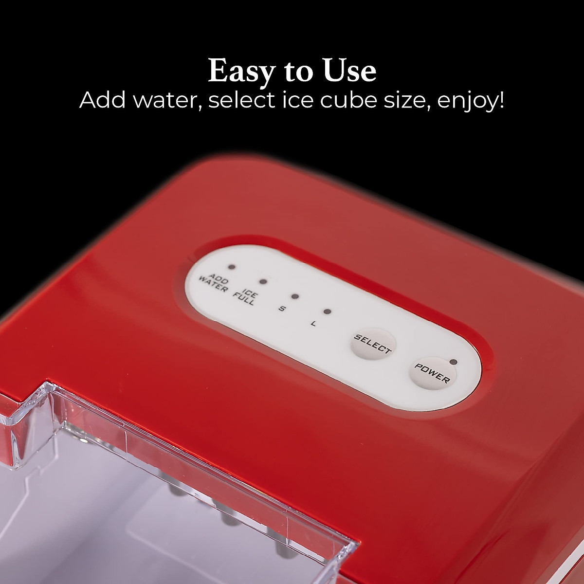 Igloo Electric Countertop Ice Maker Machine - Automatic and Portable - 26 Pounds in 24 Hours - Ice Cube Maker - Ice Scoop and Basket - Ideal for Iced Coffee and Cocktails - Red