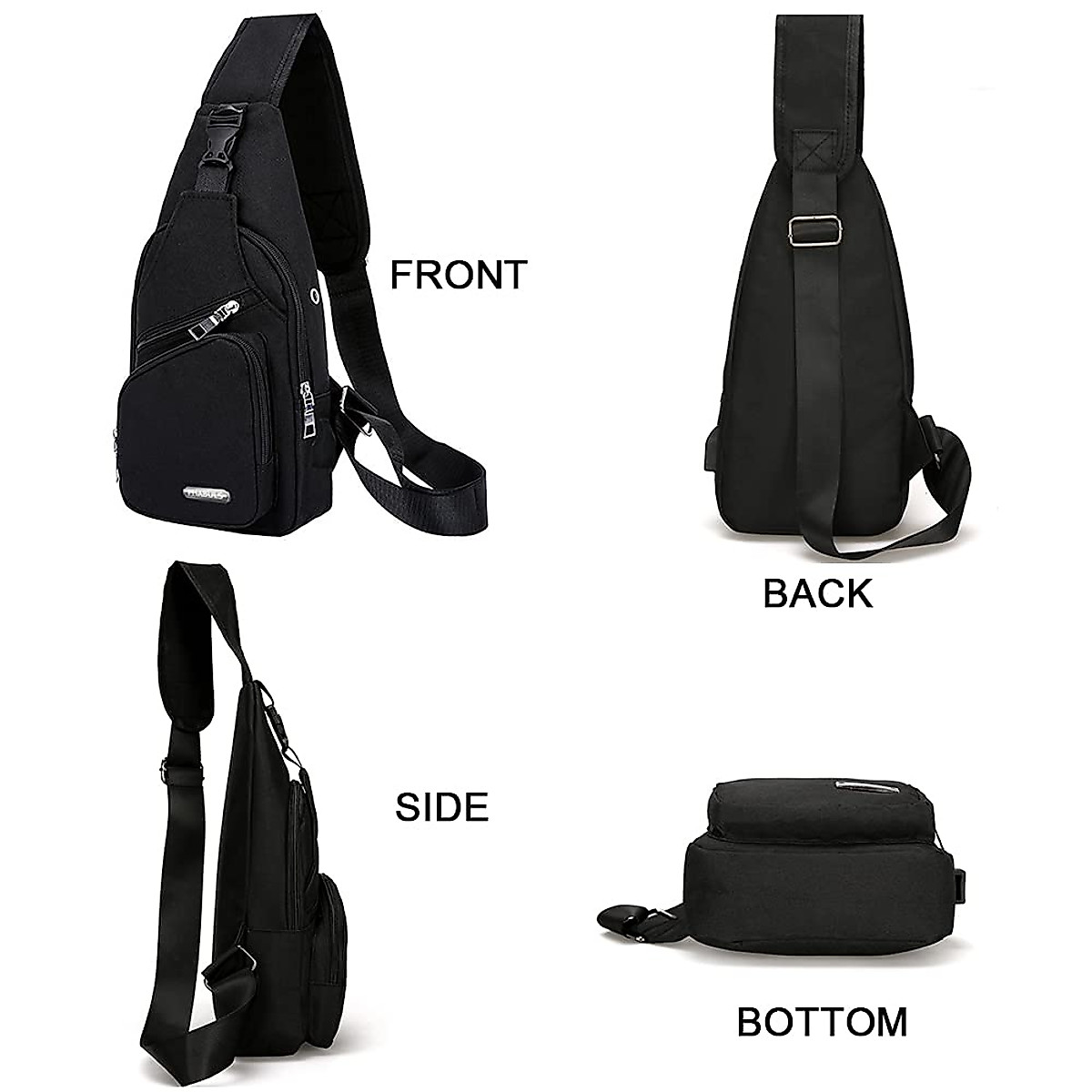 PHABULS Men's Faux Leather mens sling bag for men with USB Charging Port for Travel, Hiking,Cycling (Brown-pu)