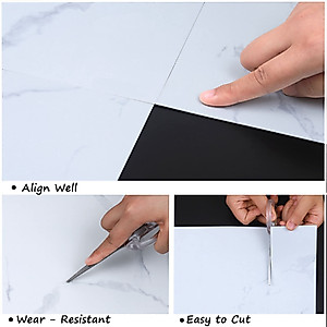 20 PCS Peel and Stick Floor Tile Waterproof and Durable Vinyl Flooring for Bathroom Self Adhesive Flooring for Transfer Kitchen Bedroom Marble Look with Grey Vein 12x12 Inch