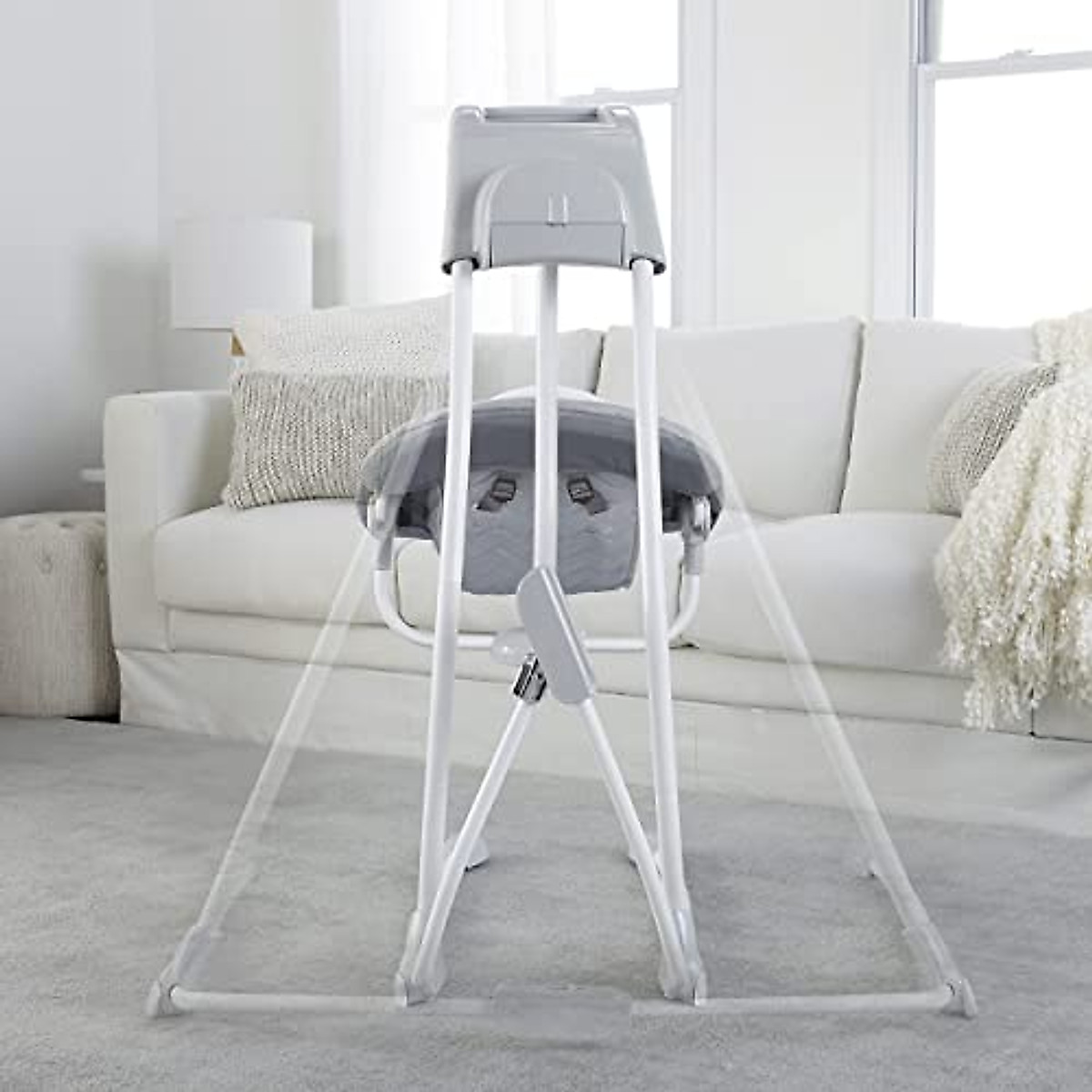 Ingenuity InLighten Baby Swing - Cool Mesh Fabric, Vibrations, Swivel Infant Seat, Nature Sounds, Light Up Motorized Mobile - Braden