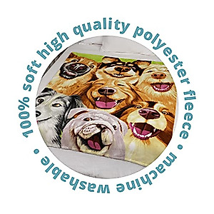 Dawhud Direct Cartoon Selfie Dog Fleece Blanket for Bed, 50" x 60" Puppy Fleece Throw Blanket for Women, Men and Kids - Super Soft Plush Dog Blanket Throw Plush Blanket for Dog Lovers