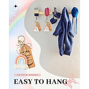 Huquary 72 Pcs Boho Keychain Set 36 Pcs Macrame Rainbow Keychains Weaving Rainbow Tassel Keychains 36 Thank You Tag for Birthday Wedding Party Favors Baby Bridal Shower Bohemian Party Supplies