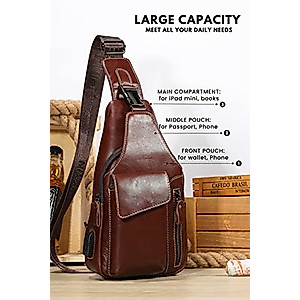 Sling Bag Small Purse Leather for Women Men Crossbody Bag Chest Bags Shoulder Backpack Cross Body Water Resistant