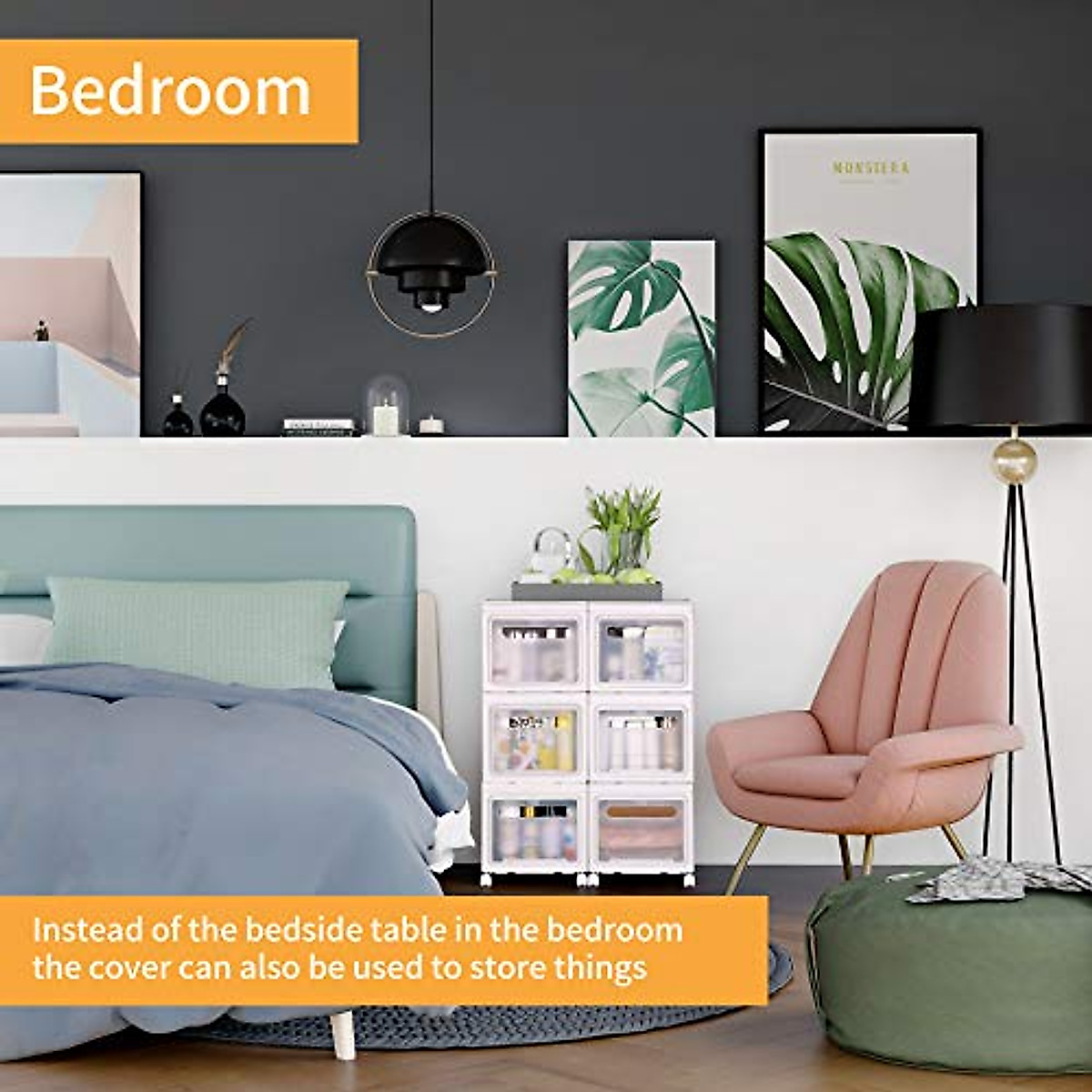 SUN & SUMMER 3 pcs Plastic Drawers Storage Stackable Clear Organizer Drawers Storage Bins with Lids Drawers Baby Dresser Storage Boxes White for Toys and Clothes