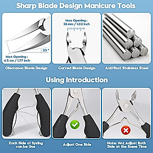8 PCS Toenail Clippers Kit for Thick or Ingrown Nails, Professional Heavy Duty Ingrown and Thick Toenail Clippers, Sharp Stainless Steel Nail Cutter Set Toenail Pedicure Treatment Tool for Elderly