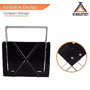 YSSOA 12” Portable Grill Charcoal Barbecue Grill - Folding Grill Notebook Shape Charcoal Grill, Detachable Collapsible, Mini Tabletop Camping Grill BBQ, Black
