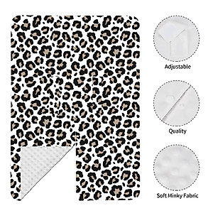 9CH Car Seat Canopy for Babies, Peekaboo Opening Minky Car seat Cover for Baby Mom Nursing Breastfeeding Covers, Minky Blanket for Infant Toddler (Leopard)