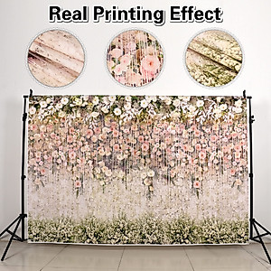 Floral Wedding Backdrop for Photoshoot 7x5ft Pink and White Flower Photography Background Vinyl Flowers Wall Backdrop Wedding Birthday Baby Shower Party Decorations Banner Studio Photo Booth Props