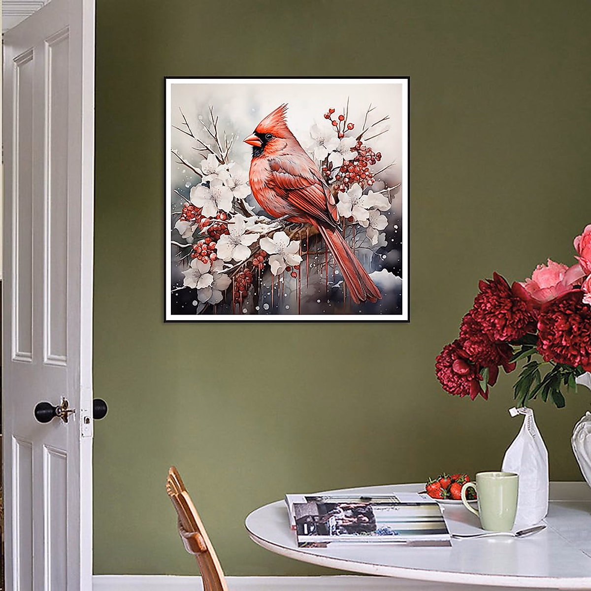 Stalente Diamond Painting Kits for Adults, Cardinal 5D DIY Diamond Art Kits for Beginners Round Full Drill Diamond Painting for Home Wall Decoration Gift 12×12inch, Birds