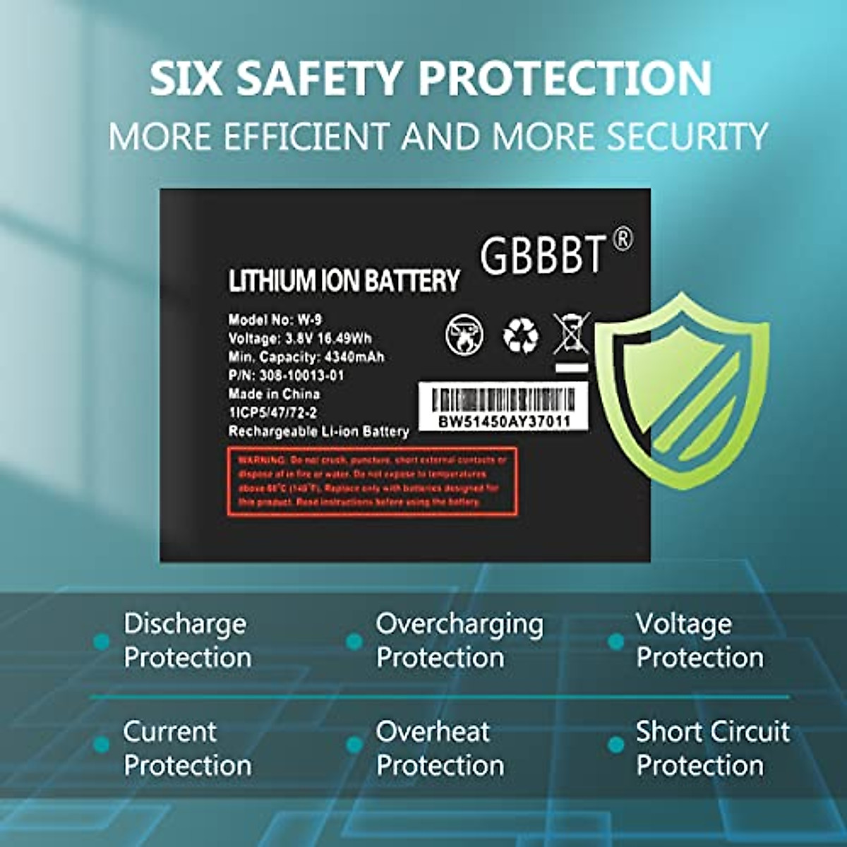 W-9 Battery 4340mAh Replacement for Verizon Jetpack W9 4G LTE Mobile Hotspot AC791L Netgear AC810 AT&T Unite Explore 815S Verizon Jetpack AC791L Hotspot (1 Pack)