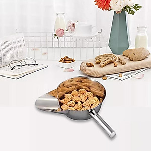 IEUDNS Stainless Steel French Fry Scoop Popcorn Scoop Utility Scoop Chip Popcorn Bagger French Fry Bagger Scoop for Ice Nuts Snacks, 21cm Right