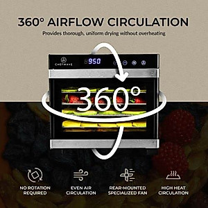ChefWave Commercial Countertop Electric Food Dehydrator - Digital Temperature Control & Timer, 6 Stainless Steel Trays - for Dried Fruit/Veggie, Meat Beef Jerky, Herbs Dehydrators