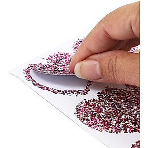 200-Pack 1.5-Inch Holographic Glitter Heart Stickers, Adhesive Sparkle Decals, Envelope Seal Stickers for Wedding, Birthday, and Graduation Invitations, Crafting Supplies (Hot Pink)