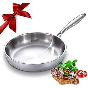 DELARLO Whole body Tri-Ply Stainless Steel 12inch Frying Pan, Oven safe induction skillet,pots and pans set,Suitable for All Stove (Detachable Handle)