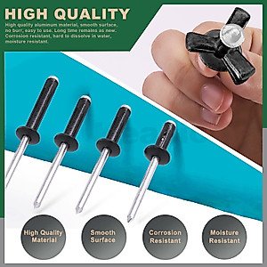 Keadic 80Pcs Blind Rivet Assortment Set, 4 Sizes Pop Rivets Black Tri-fold Exploding Pop Rivets (9/16", 3/4", 13/16, 1"), Black Large Flange Blind Rivets Aluminum Pop Rivets for Metal Furniture