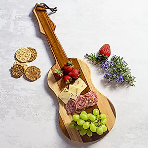 Rock & Branch Series Shiplap Ukulele Shaped Wood Serving and Cutting Board | Great for Wall Art