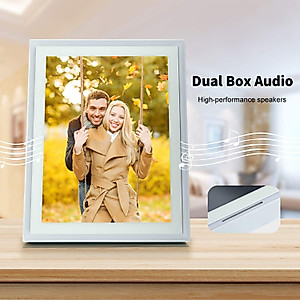 AEEZO WiFi Digital Picture Frame 10 Inch IPS Touch Screen FHD 2K Display Smart Cloud Photo Frame with 16GB Storage, Easy Setup to Share Photos & Videos, Auto-Rotate Frame (White)