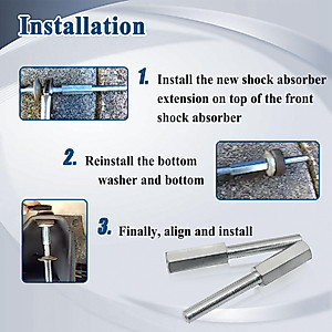 Ebrmeiwo 2 Pcs 1290 Shock Extension, Length of Shock Extension is 3", Thread Size 3/8-24 Inch, Replace The Vehicle Extension Shock, Silver Gloss