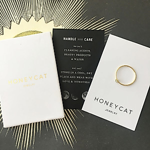 Honeycat Green Jade Point Crystal Ring in 18k Gold Plate | Minimalist, Delicate Jewelry (Gold, 8)
