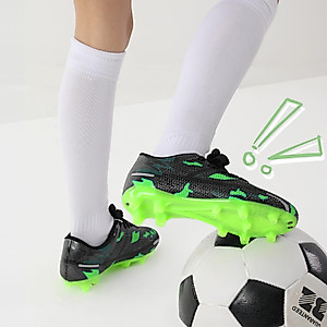 DREAM PAIRS Boys Girls Soccer Cleats Kids Football Shoes for Little/Big Kid,Size 10 Toddler,Black/Green,SDSO2301K