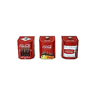 Tin Box 28875 Set of 3 Vintage Style Coca Cola Logo Tin Containers Sloped Lids, 5.5" H x 4.25" L x 4" W, Red