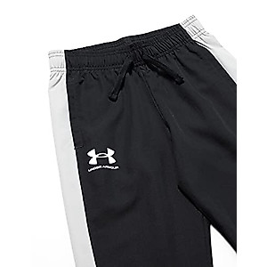Under Armour Boys' Sportstyle Woven Pants, (002) Black/White/White, Youth Large