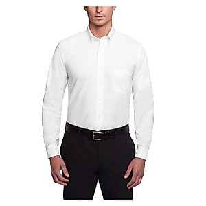 Van Heusen Men's Dress Shirt Oxford Solid Regular Fit, White, 16" Neck 34"-35" Sleeve