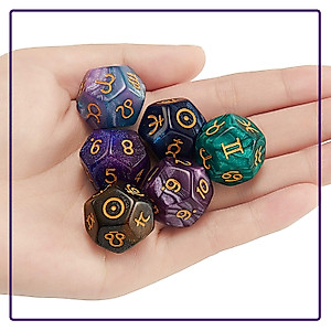 Kasyat 18 Pieces Astrology Dice Astrological Dice 12-Sided Tarot Dice Resin Polyhedral Pearl Pattern Dice for Divination Astrology Tarot Cards Accessory