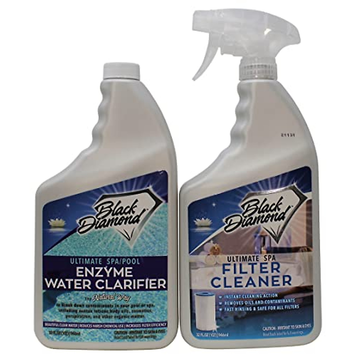 Black Diamond Stoneworks Ultimate Spa Pool Filter Cleaner Fast-Acting Spray and Ultimate Spa Pool Natural Enzyme Water Clarifier Treatment for Hot Tub. 2-Quart Bundle