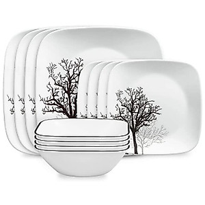 Corelle® Timber Shadows Square 12-piece Dinnerware Set, Service for 4