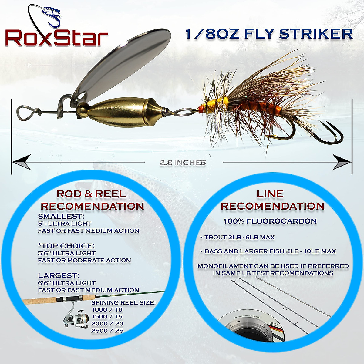 RoxStar Fly Strikers Proven Nationwide to Out-Fish Any Spinner | Hand-Tied in The USA | Most Versatile Fishing Spinner Ever! Trout, Bass, Steelhead (1/8oz S1)