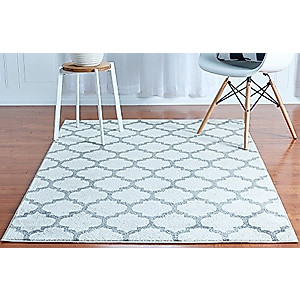 Unique Loom Trellis Collection Modern Morroccan Inspired with Lattice Design Area Rug, Rectangular 4' 1" x 6' 1", Beige and Gray/Gray