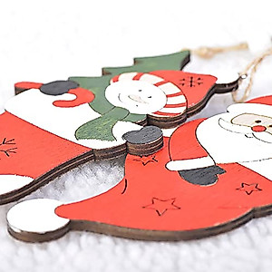 QAZIUY Christmas Ornaments Set Holiday Xmas Christmas Tree Ornament Decorations Merry Christmas Sign Wooden Hanging Xmas Festive Sign Pendant Christmas Tree Hanging Ornament for Wreaths Home Decor