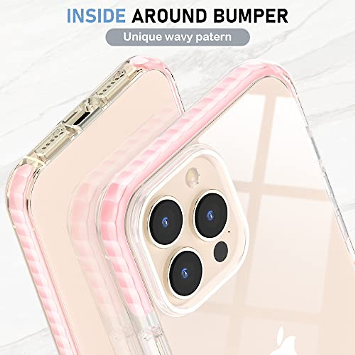 MATEPROX Compatible with iPhone 13 Pro Max Case Clear Thin Slim Crystal Transparent Cover Shockproof Bumper Case for iPhone 13 Pro Max 6.7" 2021(Pink)