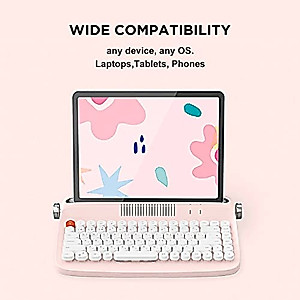 YUNZII ACTTO B303 Retro Bluetooth Typewriter Keyboard (English, Baby Pink),Garden Cats Desk Mat